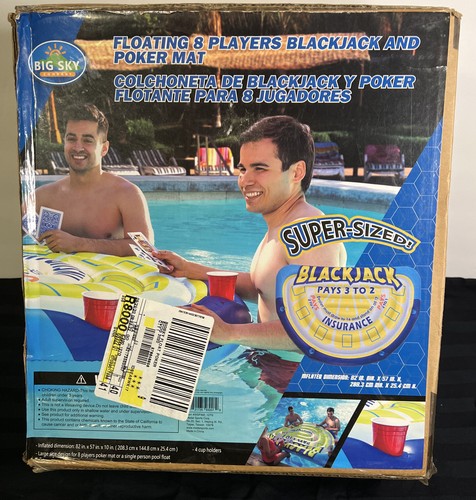 Swim Inflatable Floating Blackjack Poker Card Table 8 PLAYER Pool Float ...
