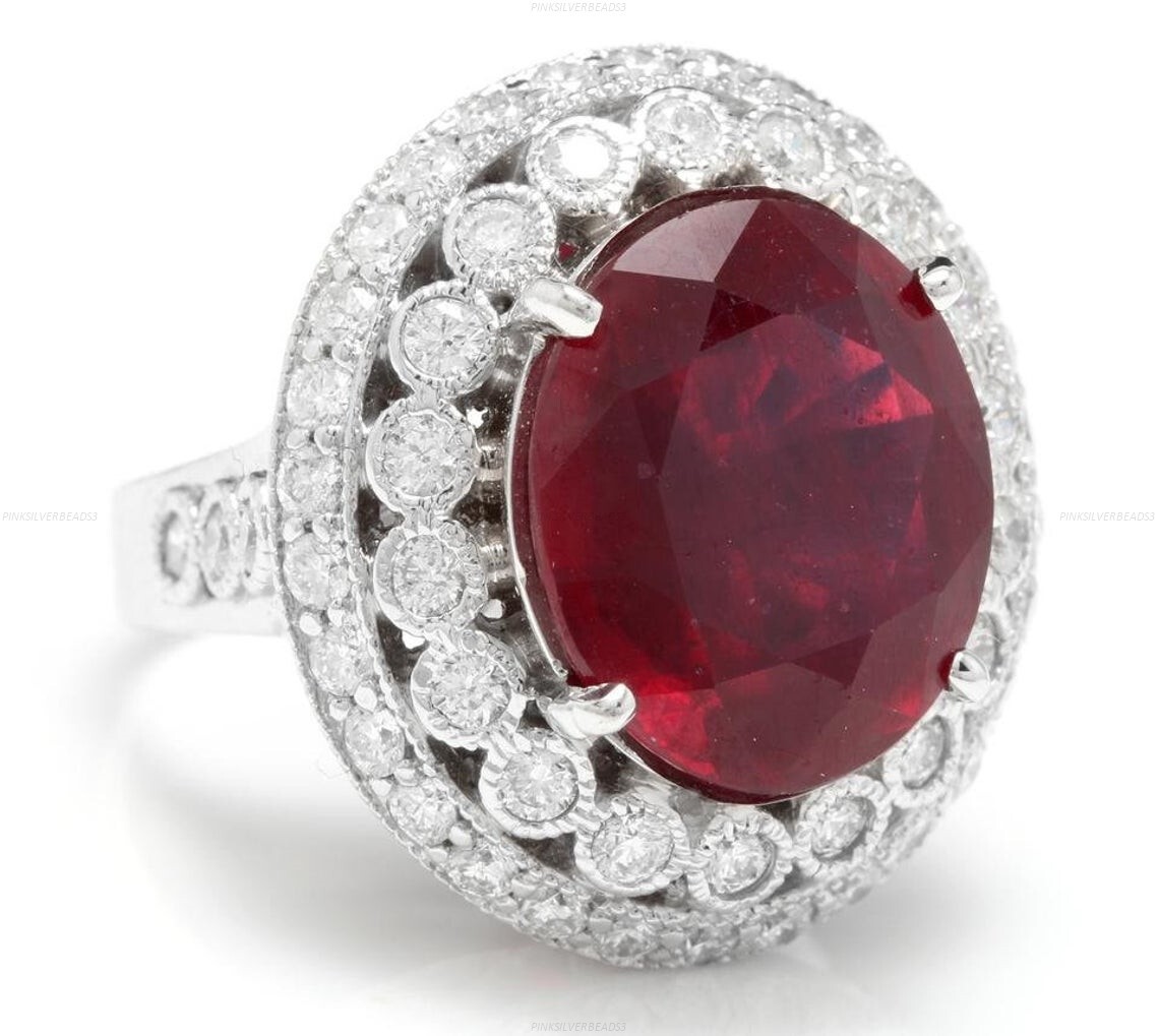 Ruby Diamond Engagement Cocktail Anniversary Gemstone Ring For Girls ...