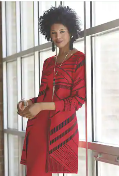 Size 3X PLUS Ashro Black Red Anayia Sweater Jacket Dress Church Dinner ...