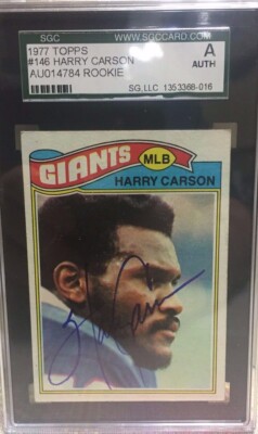 NEW YORK GIANTS signed HARRY CARSON #146 - 1977 Topps Rookie HOF ...