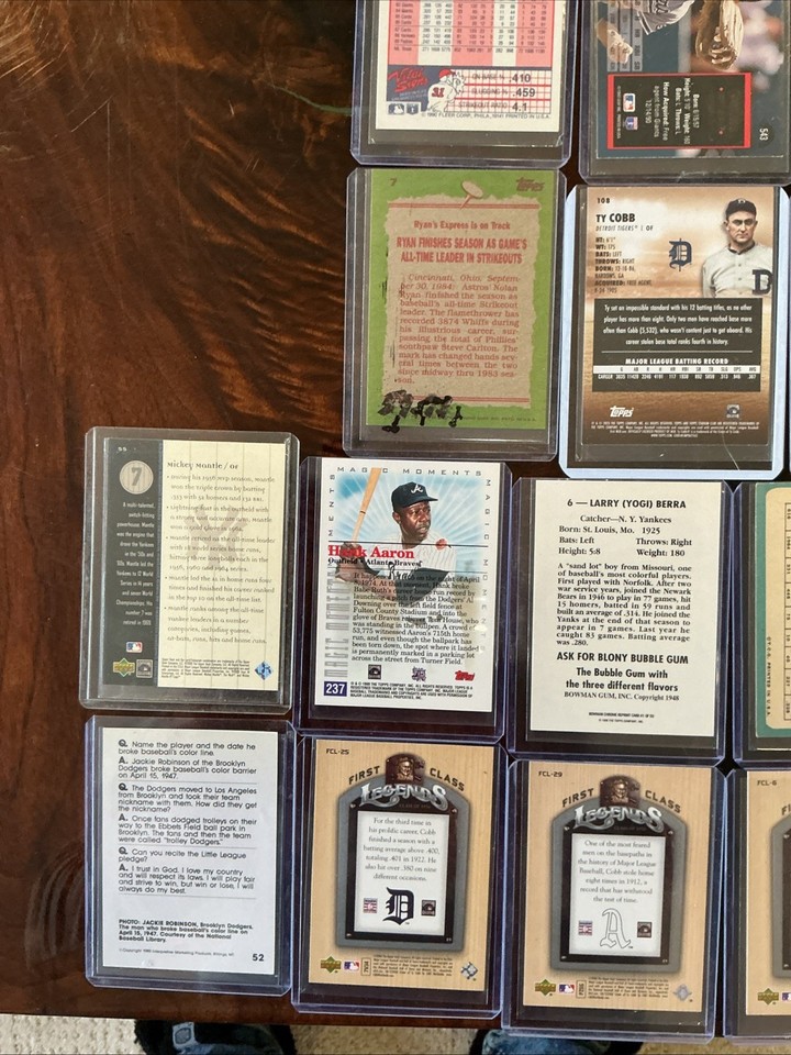 28 Vintage Basball Card Lot Mickey Mantle, Lou Gehrig, Sandy Koufax.. 5 ...