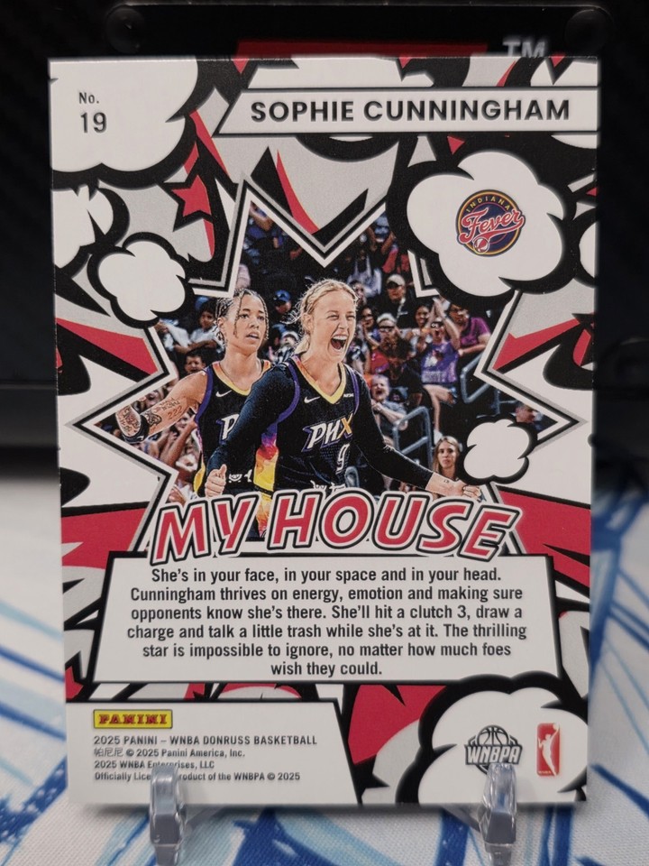 2025 Donruss WNBA Sophie Cunningham My House Blue Press Proof #19 Fever ...