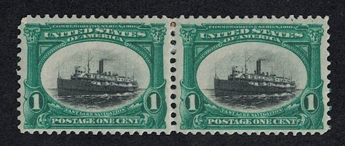 A Nice Pair of 1901 1¢ Pan-American Mint, Previously Hinged w OG ...