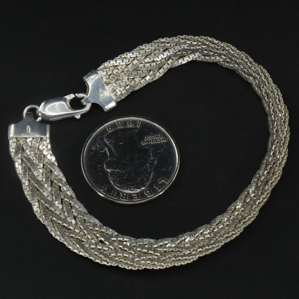 Sterling Silver - 10mm Braided Boston Link Chain 7" Bracelet - 14g | eBay