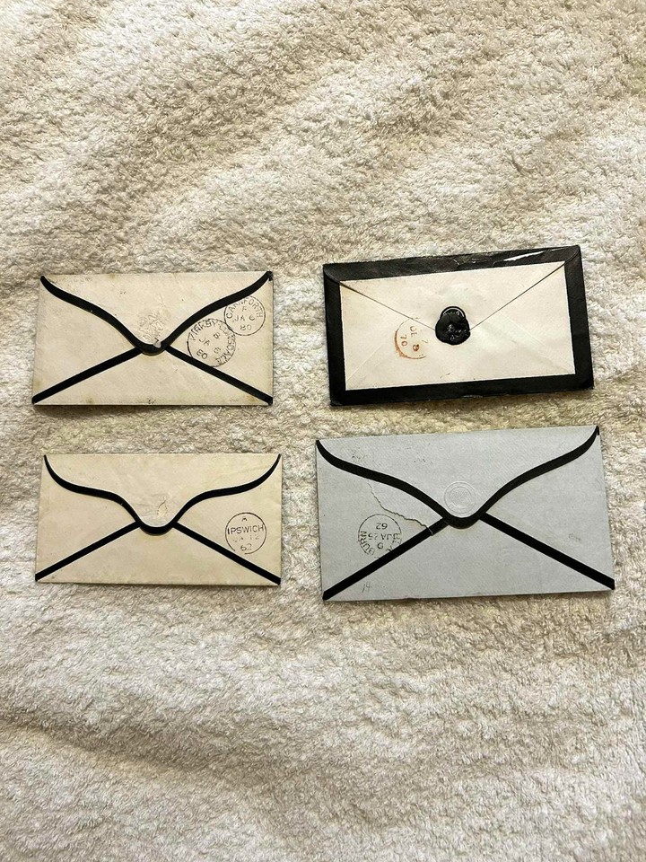 GB Qty 4 QV Mourning Cover's , 1d Penny Red Unknown Plate Number's ...