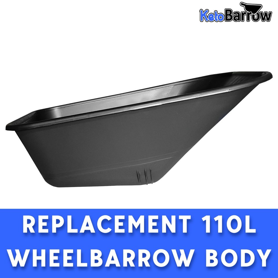 BLACK Replacement Wheelbarrow Plastic Body Barrow 110 Litre NO HOLES ...
