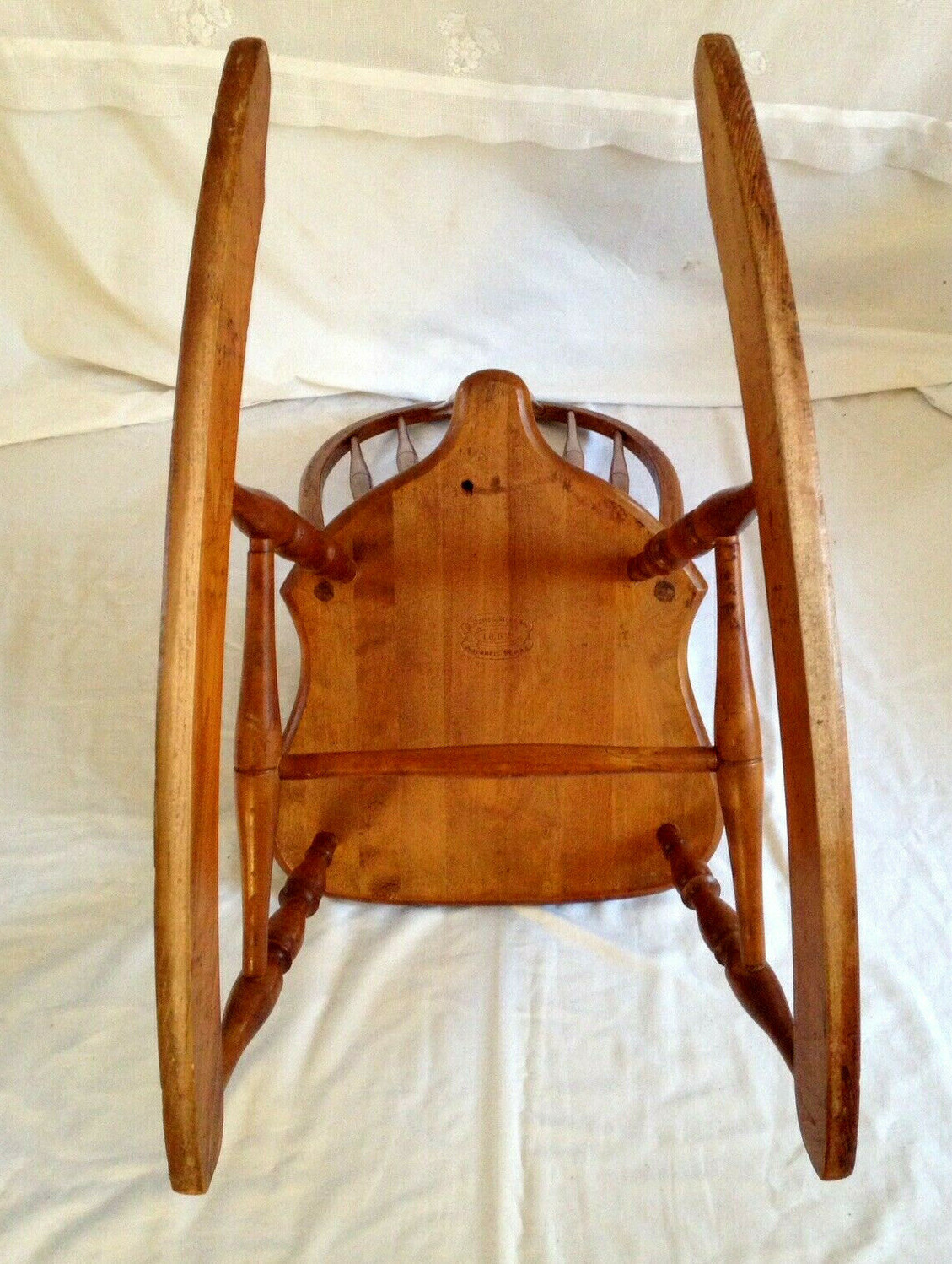Vtg S BENT & BROS. Rocking Chair 8 Brace Back w Tail Support Windsor ...