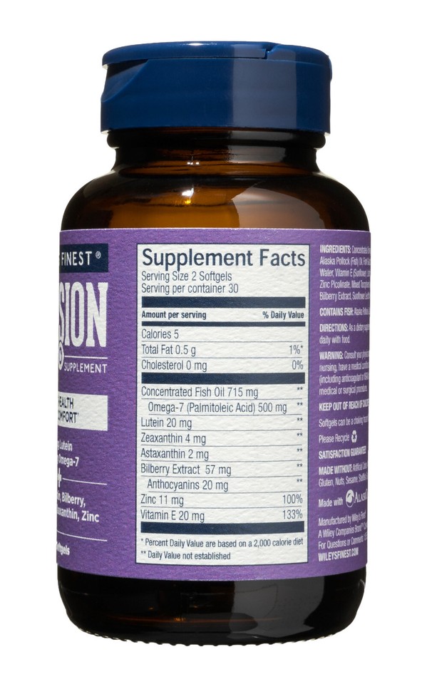 Wiley's Finest Bold Vision ProActive Omega-7 Eye Support 550mg 60 ...