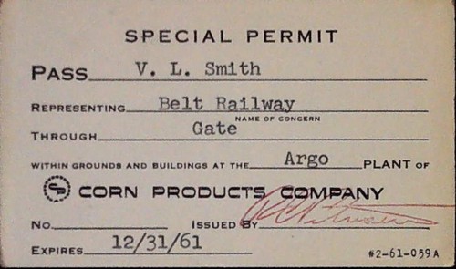 Corn Products Company Special Permit Railroad Belt Railway Argo Plant ...