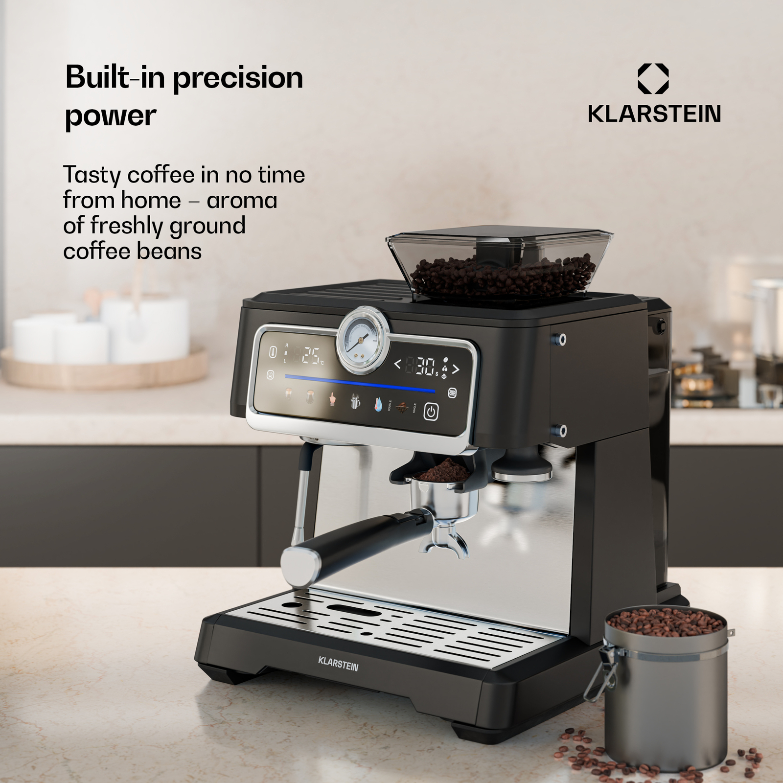 Klarstein GrandPresso Touch Espresso Coffee Machine Grinder Portafilter ...