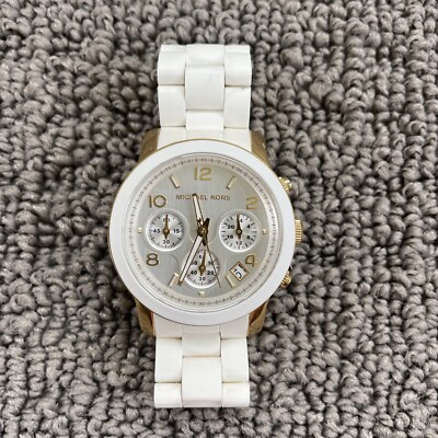 🔥MICHAEL KORS Runway MK5145 White Dial Lady's Watch Genuine - EUC ...