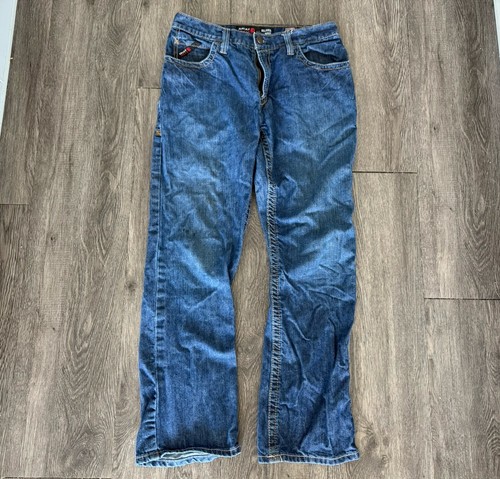ARIAT Work FR Low Rise M4 Mens 33x32 Blue Jeans Dark Wash Boot Cut RN ...