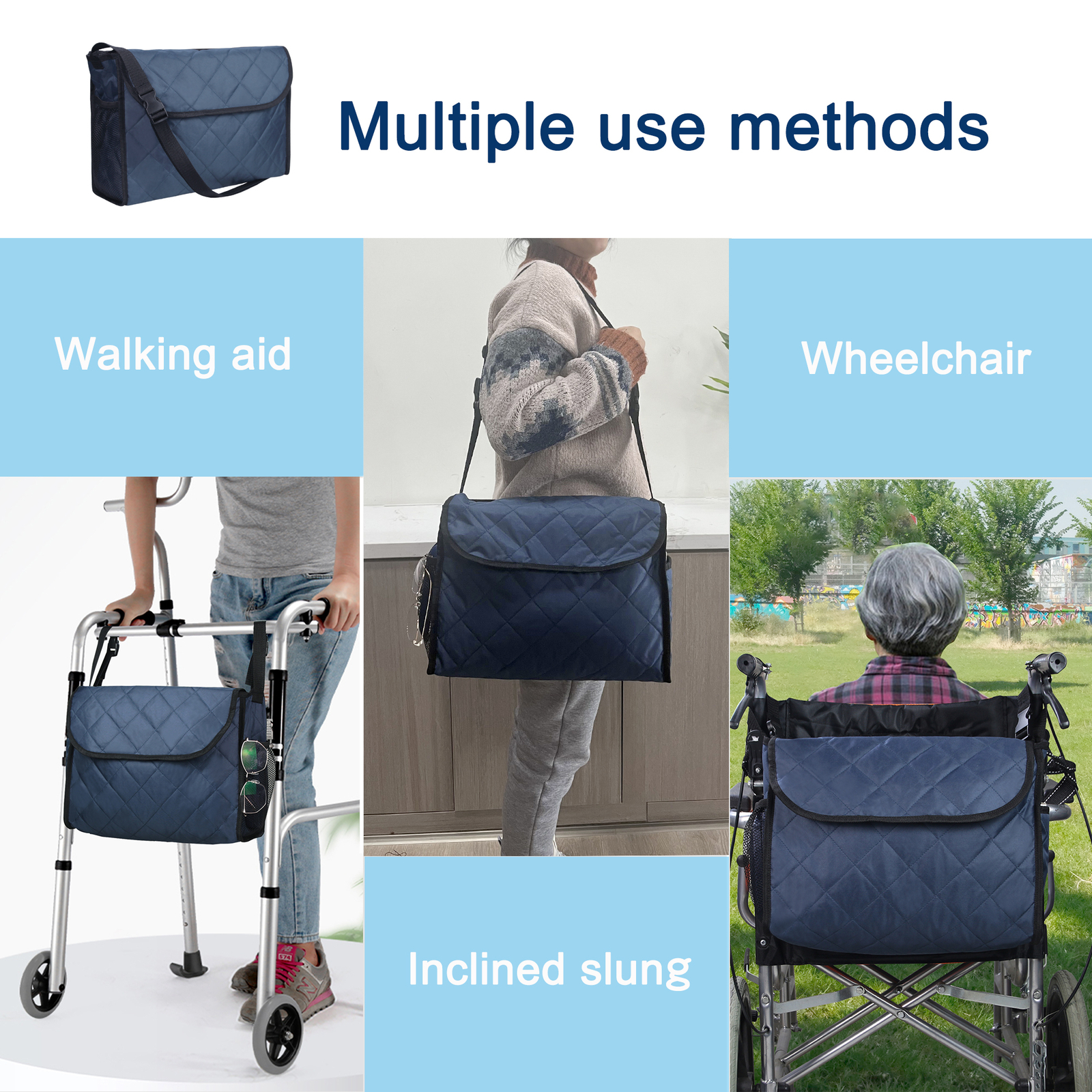 Wheelchair Bag Waterproof Backpack Mobility Scooter Large Storage Side ...