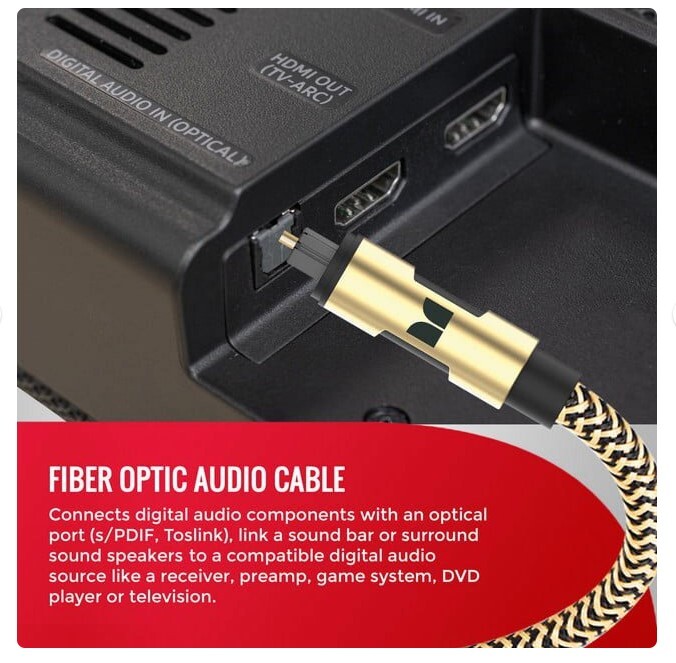 Monster Essentials Digital Optical Audio Cable Gold Plated Tip / ABS ...