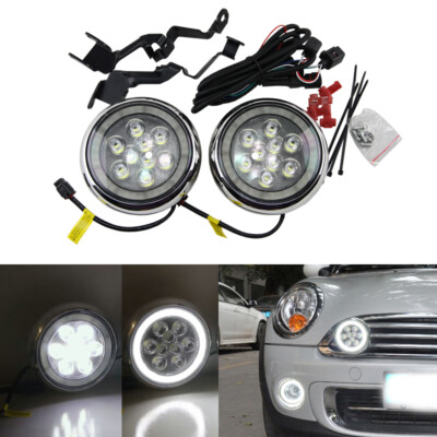 For Mini Cooper R55 R56 R57 R58 R59 LED Rally DRL W/ Halo Ring Driving ...