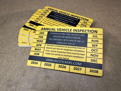 25 Pack Annual Vehicle Inspection Decal Sticker Trucks Trailers Semi ...