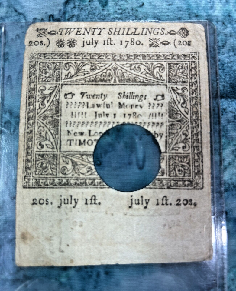 1780 20s Hartford Connecticut Colonial Currency Note Bill Twenty ...