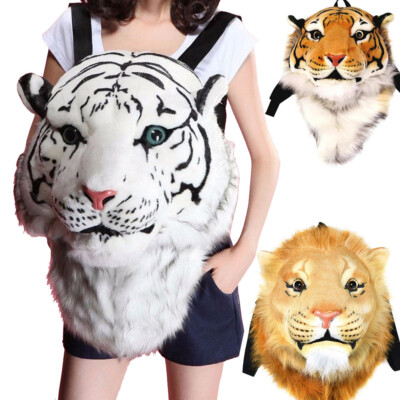 Stuffed Tiger Head Backpack Simulation Personalised Lion Knapsack ...