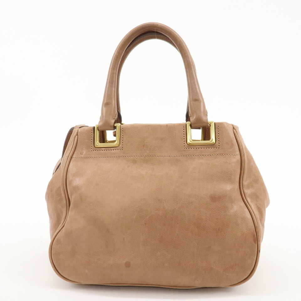 PRADA Ribbon 2Way Hand Bag Shoulder Bag Beige Leather BN2245 Auth Used ...