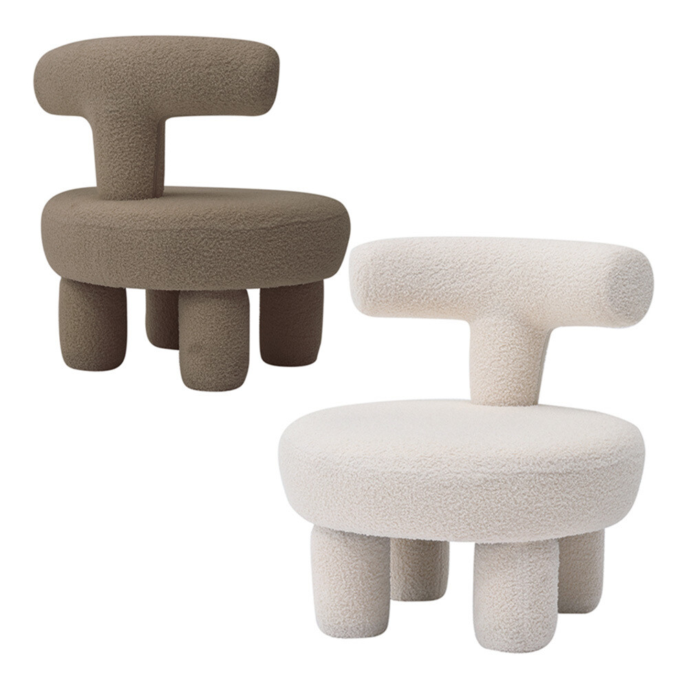 Teddy Velvet Seat T Design Backrest Children Kids Ottoman Stool Chair ...