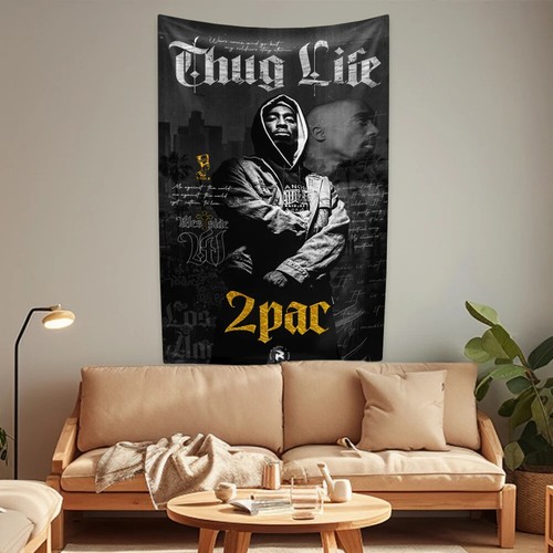 Tupac Shakur Hip Hop Rapper 2pac Fabric Tapestry Wall Hanging Flag ...
