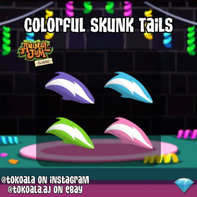 Animal Jam Classic AJC Colorful Skunk Tails [READ DESCRIPTION] | eBay