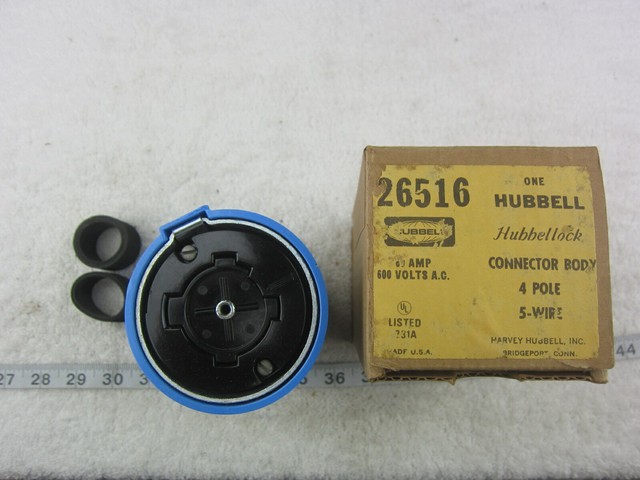 Hubbell 26516 Connector Set 60A 600V Hubbellock Male/Female Steel Cover ...