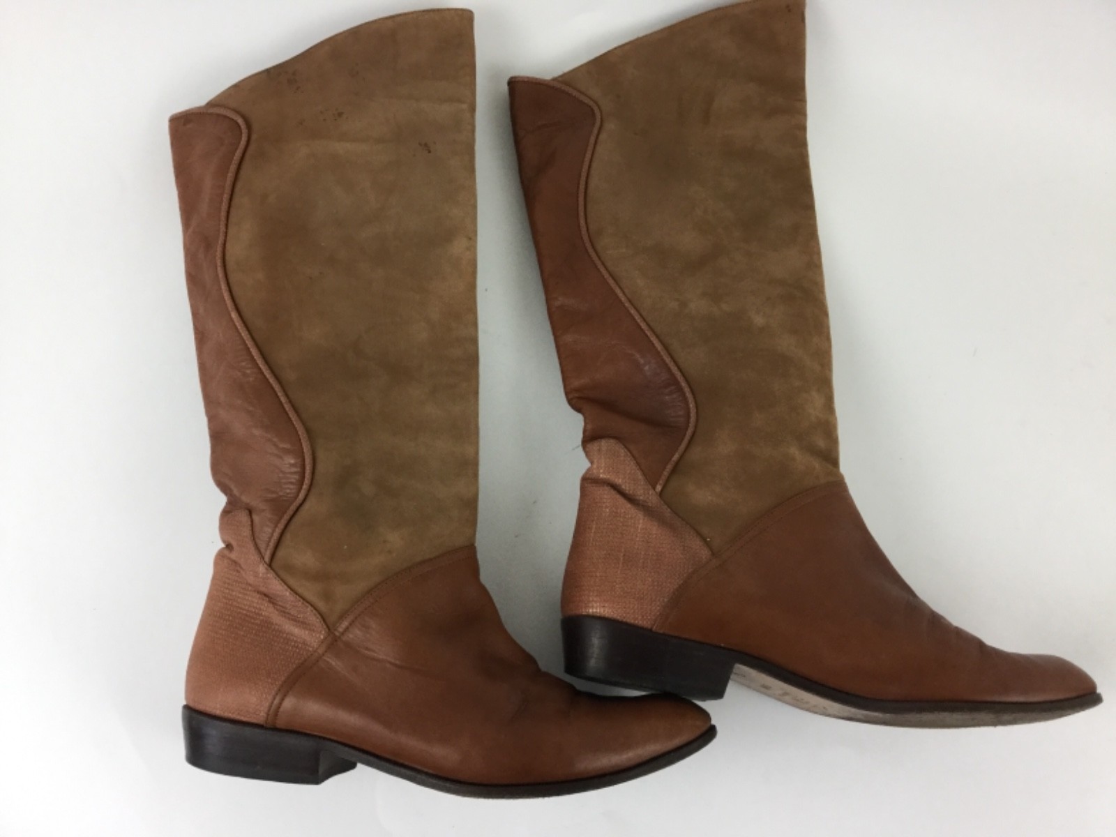 Chantal Boots Brown Leather Textured & Suede Made In … - Gem