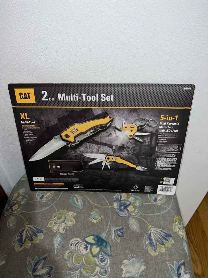 CAT XL 2PC Multi-Tool Set And Carry Pouch Stainless Steel Tools Mini ...
