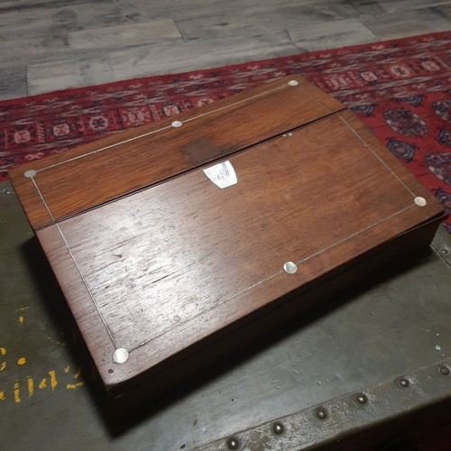 Antique Secretary Slant Top Portable Writing Wood Lap Desk Mother Of ...