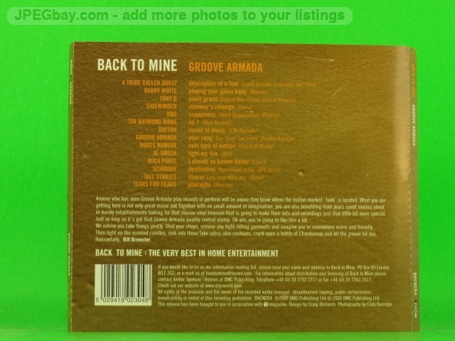 GROOVE ARMADA BACK TO MINE (604) 14 Track CD Album Picture Sleeve DMC ...