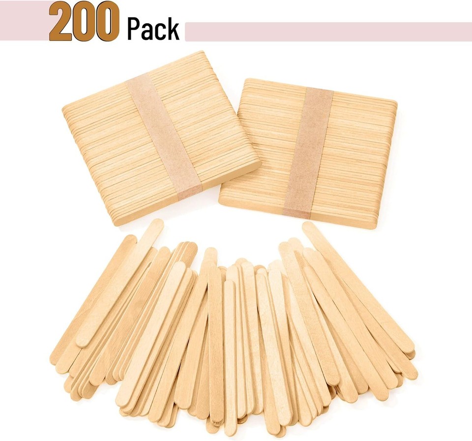 Popsicle Stick, Craft Sticks, 4.5 Inch, 200 Pack, Wax Sticks, Popsicle ...