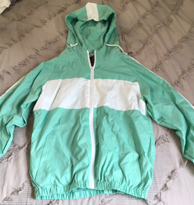 Bleecker & Mercer Full Zip Hooded Windbreaker Jacket Mint Green Adult S ...