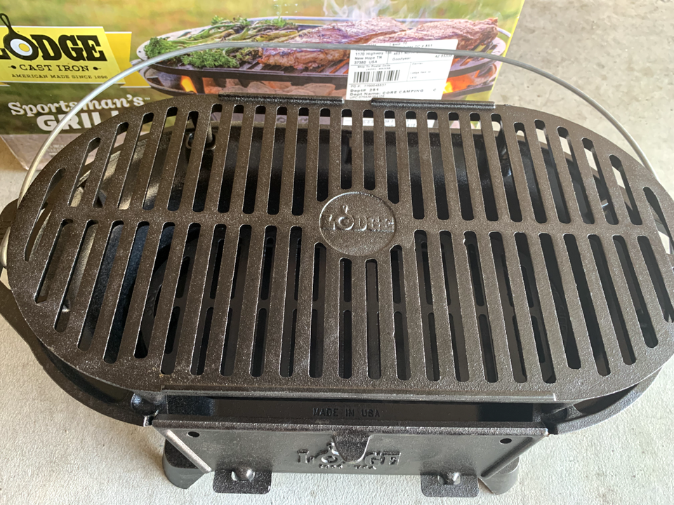 Lodge Cast Iron Sportsman’s Grill w/Handle - COMPLETE - with box - NEW ...