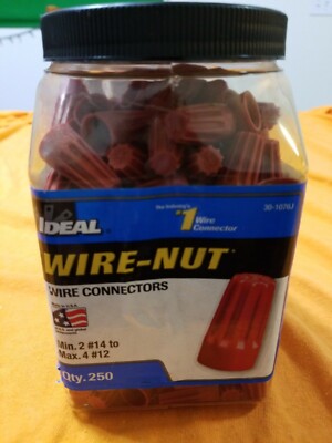 241 COUNT IDEAL RED WIRE-NUT CONNECTORS # 30-1076J WIRE NUTS USA MADE ...