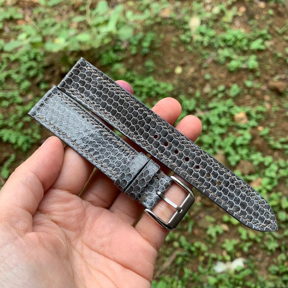 Grey Sea Snake Watch Strap, Men Grey Leather Band, Skin Strap For Watch ...