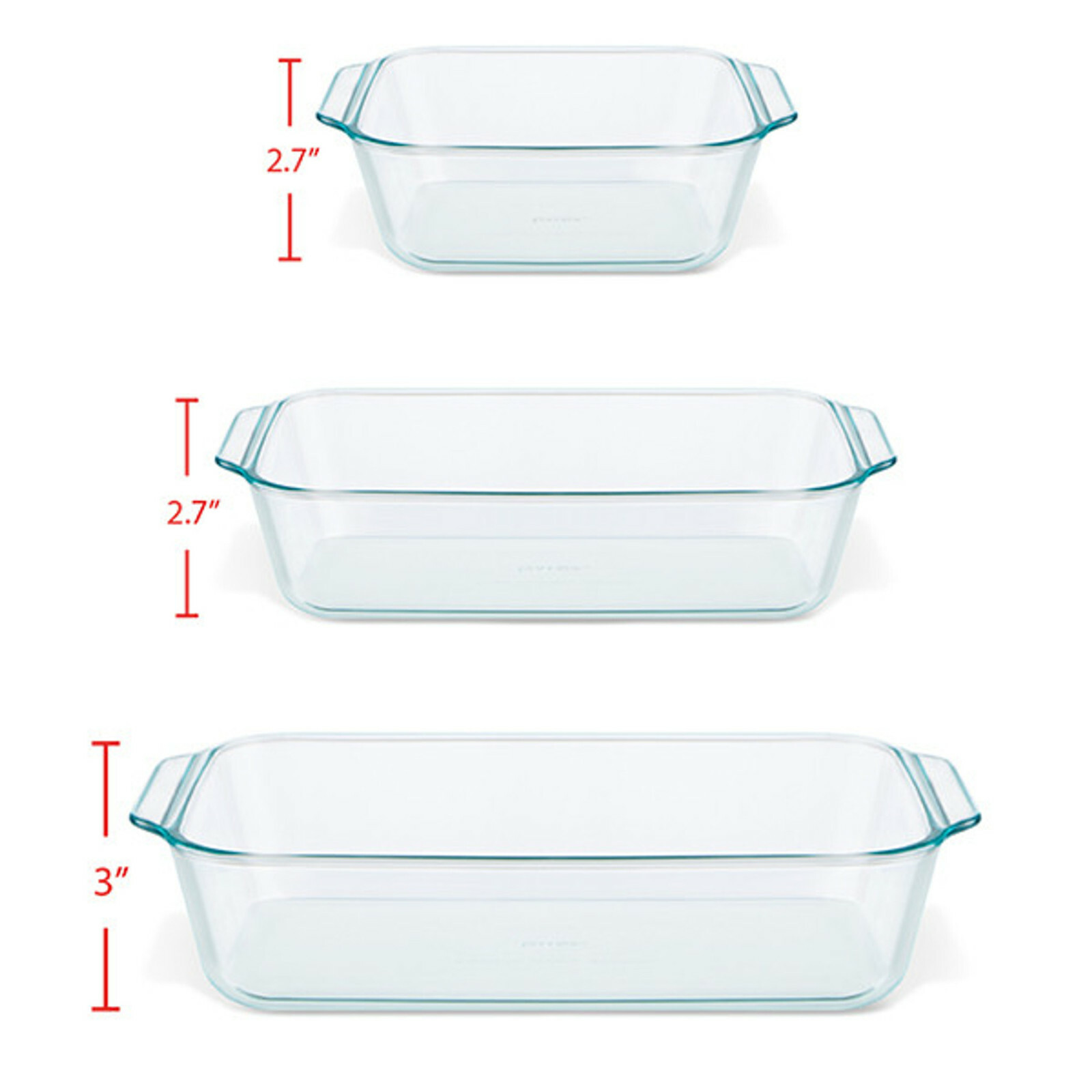 3 Pyrex Deep Baking Casserole Dish w Sage Green Lid New 9 x 13 - 7 x 11 ...