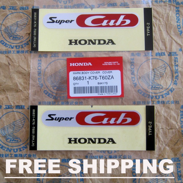 Genuine Honda Super Cub C50 C65 C100 Tank LEGSHIELD Sticker Decal Set ...