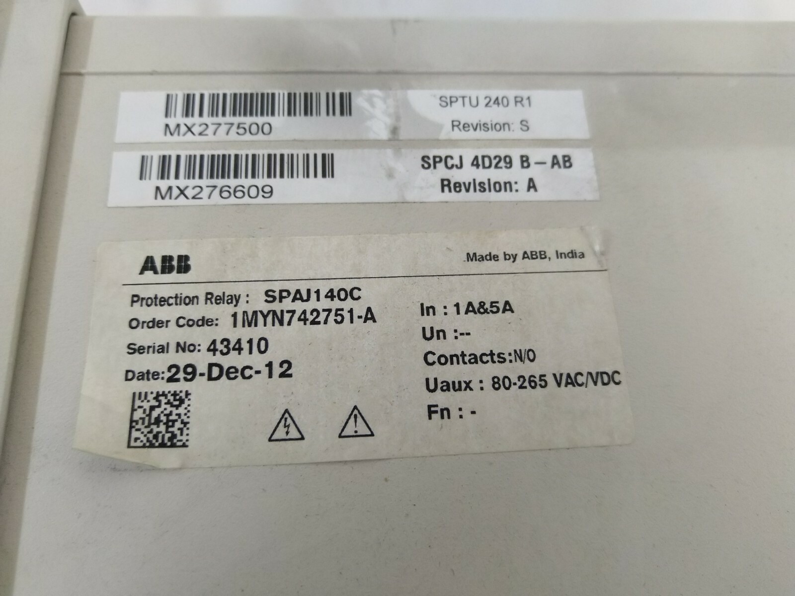 ABB SPAJ 140 C Over Current and Earth Fault Relay (SPAJ140C) | eBay