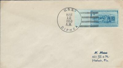 USS Diphda (AKA-59) 12 March 1953 uncacheted Locy Type 2r | eBay
