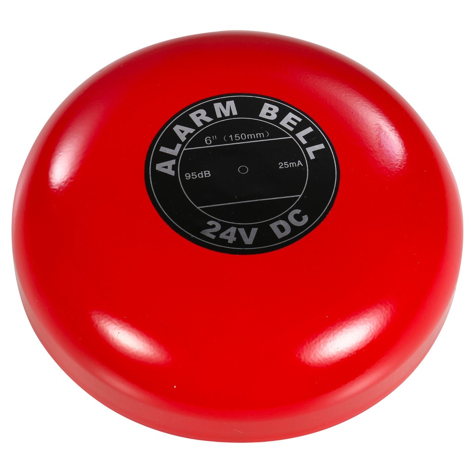 Audible Fire Alarm Motor Bell Voltage 24VDC Size 6" Red Polarized ...