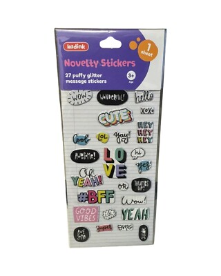 Novelty Stickers By Kadink - 27 Puffy Glitter Message Stickers | eBay ...
