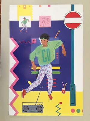 BODY POPPING(BREAK DANCE) DESIGNED BY ANDY LESLIE,RARE AUTHENTIC 1985 ...