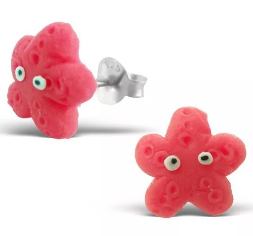 Solid 925 Sterling Silver Pink Starfish Eyes Nemo Earrings Studs 10mm ...