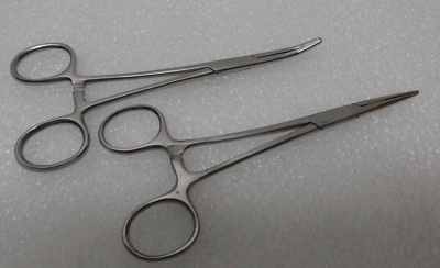 2 Kelly Hemostat Locking Forceps Straight+Curved 5.5" Surgical ...