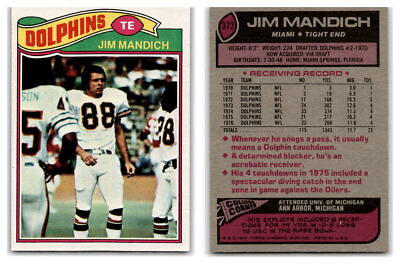 1977 Topps #372 Jim Mandich EXMT/NM - Miami Dolphins | eBay