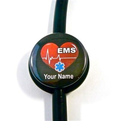 ID STETHOSCOPE NAME TAG EMS HEART DOCTOR NURSE RN EMT ER VET TEACHER ...
