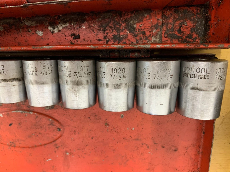 USED VINTAGE BRITOOL SOCKET SET WITH EXTENSIONS WRENCH BRITISH BRITOOL ...