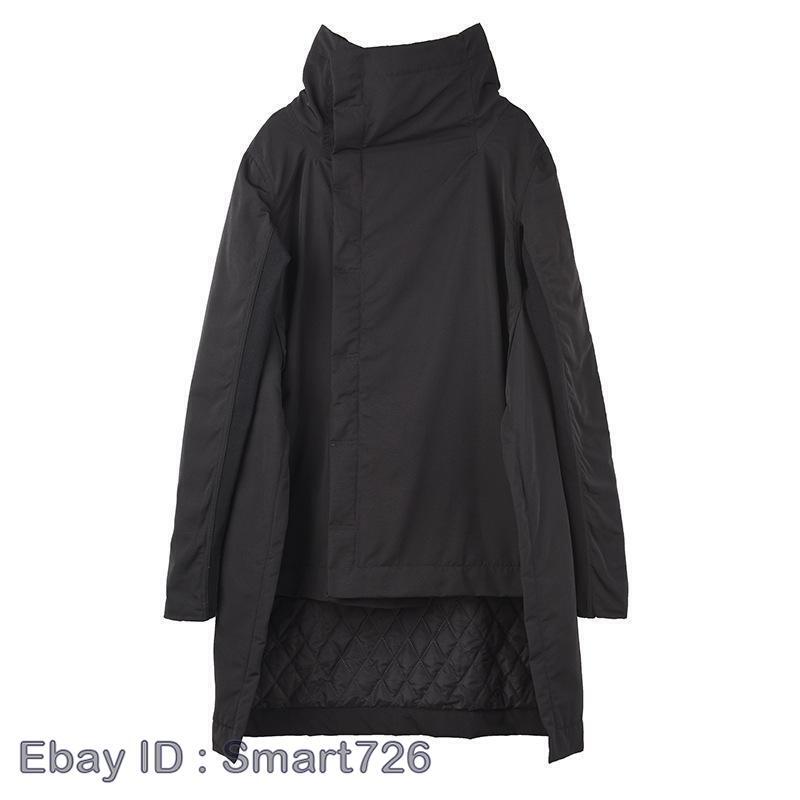 Women's Stand Collar Cotton Padded Jacket Side Slits Irregular Coat ...