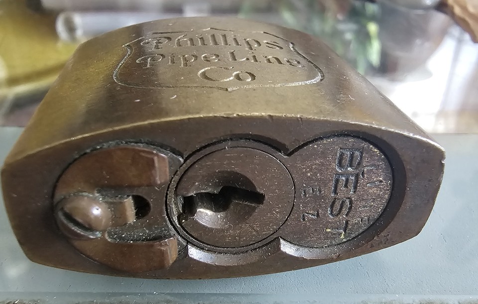 Vintage Best Lock Padlock & Key Phillips Pipe Line Logo | eBay